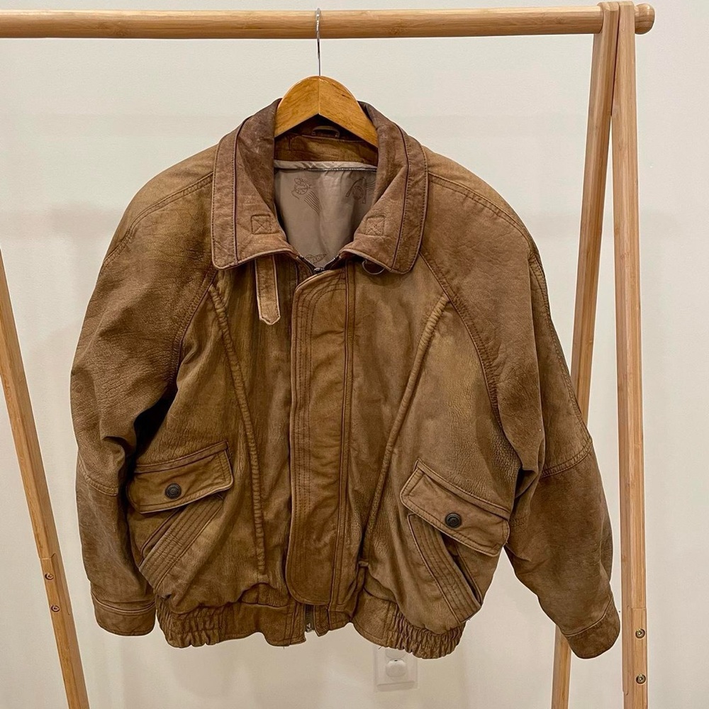 Vintage Leather Aviator Bomber Flight Jacket Coat In … - Gem